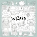 Wizard Black and White Clipart, Magic Doodle Clip Art, Wizard Supplies ...