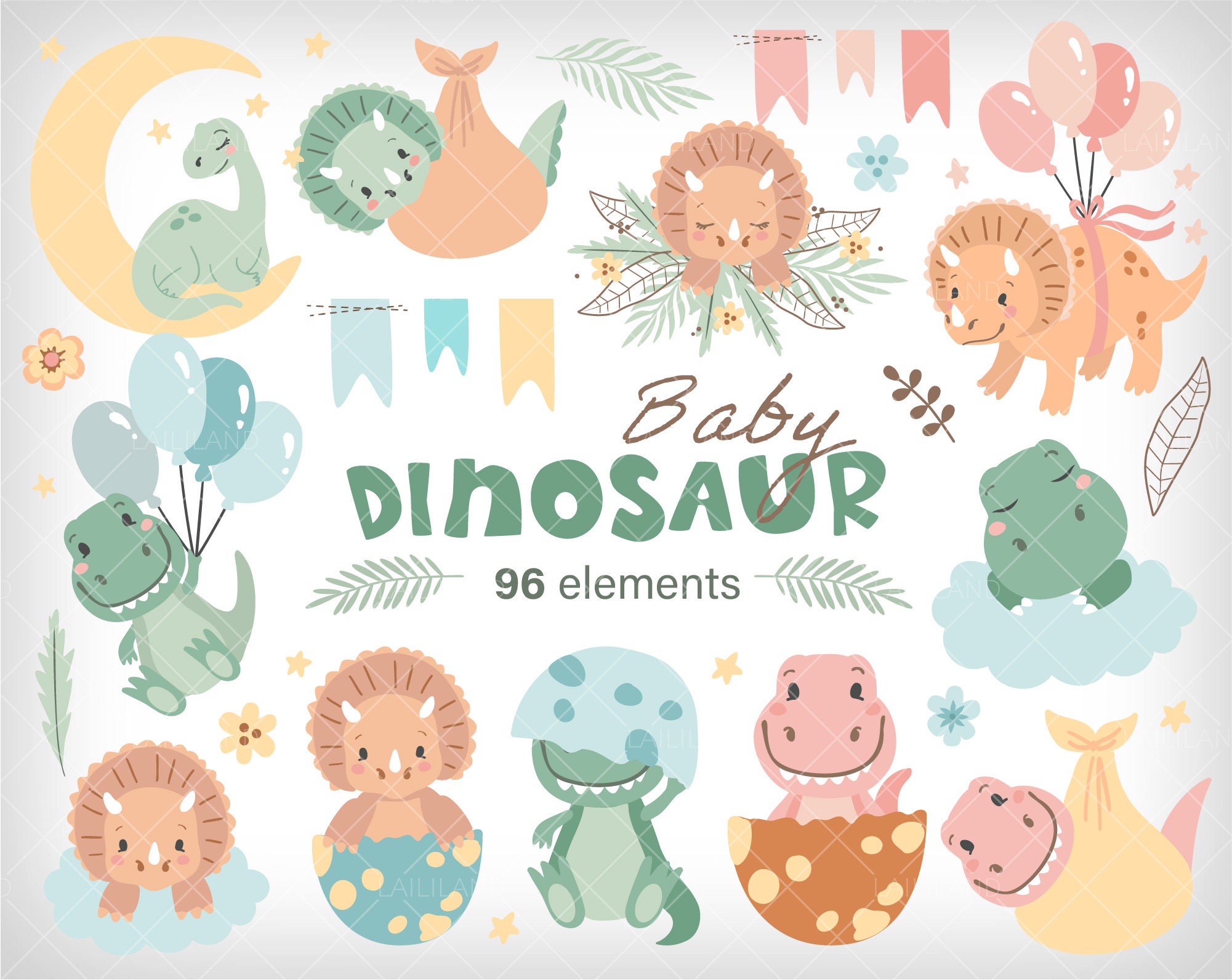 Baby dinosaur clipart baby shower clipart dinosaur clipart | Etsy