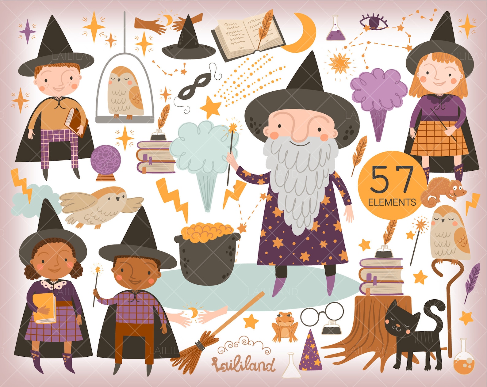 Wizard Clipart Magic Clipart Halloween Kids Clipart Wizard - Etsy