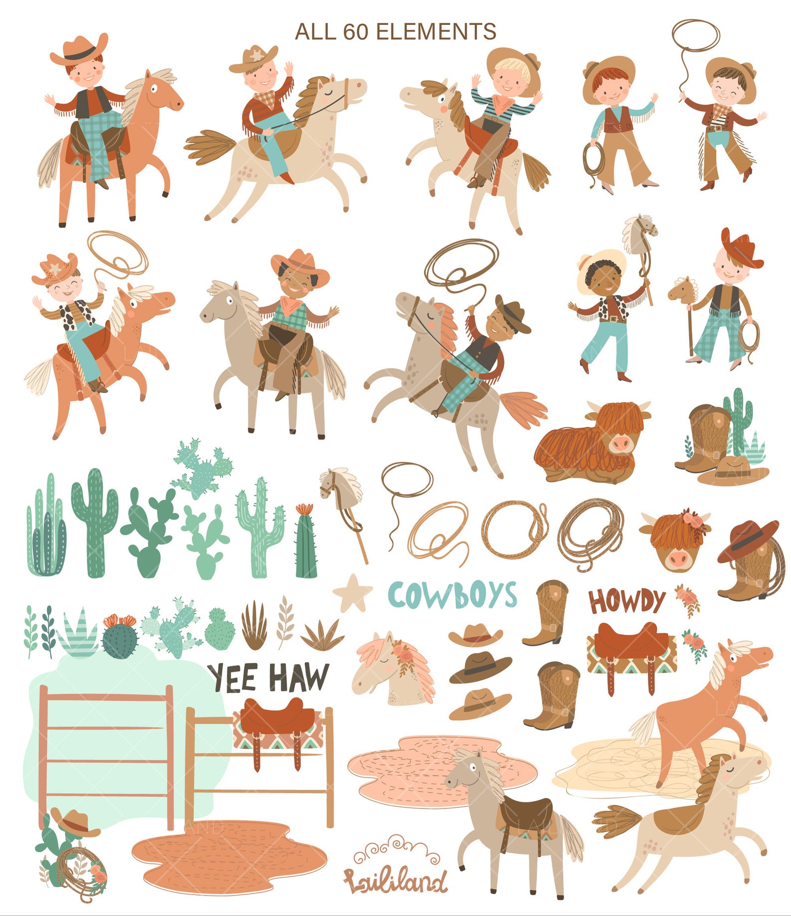 Cowboy Clipart Little Boy Clipart African American Cowboy - Etsy