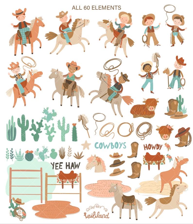 Cowboy Clipart Little Boy Clipart African American Cowboy - Etsy