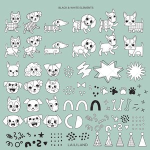 Dogs Black and White Clipart, Dog Doodle Clip Art, Dog Face Line Art ...