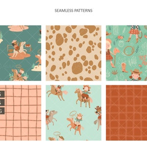 Cowgirl Digital Paper, Kids Seamless Pattern, Western Girl Digital ...