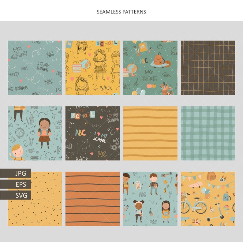 Back to School Digital Paper: Science Seamless Patterns (digital ...