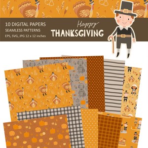 Thanksgiving Digital Paper, Seamless Pattern, Happy Thanksgiving ...