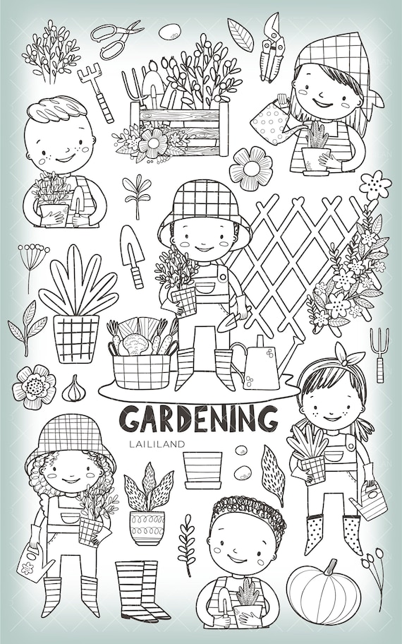 Garden Black And White Clipart