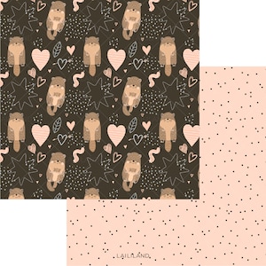 Otter Digital Paper, Animal Seamless Pattern, Love Digital Background ...