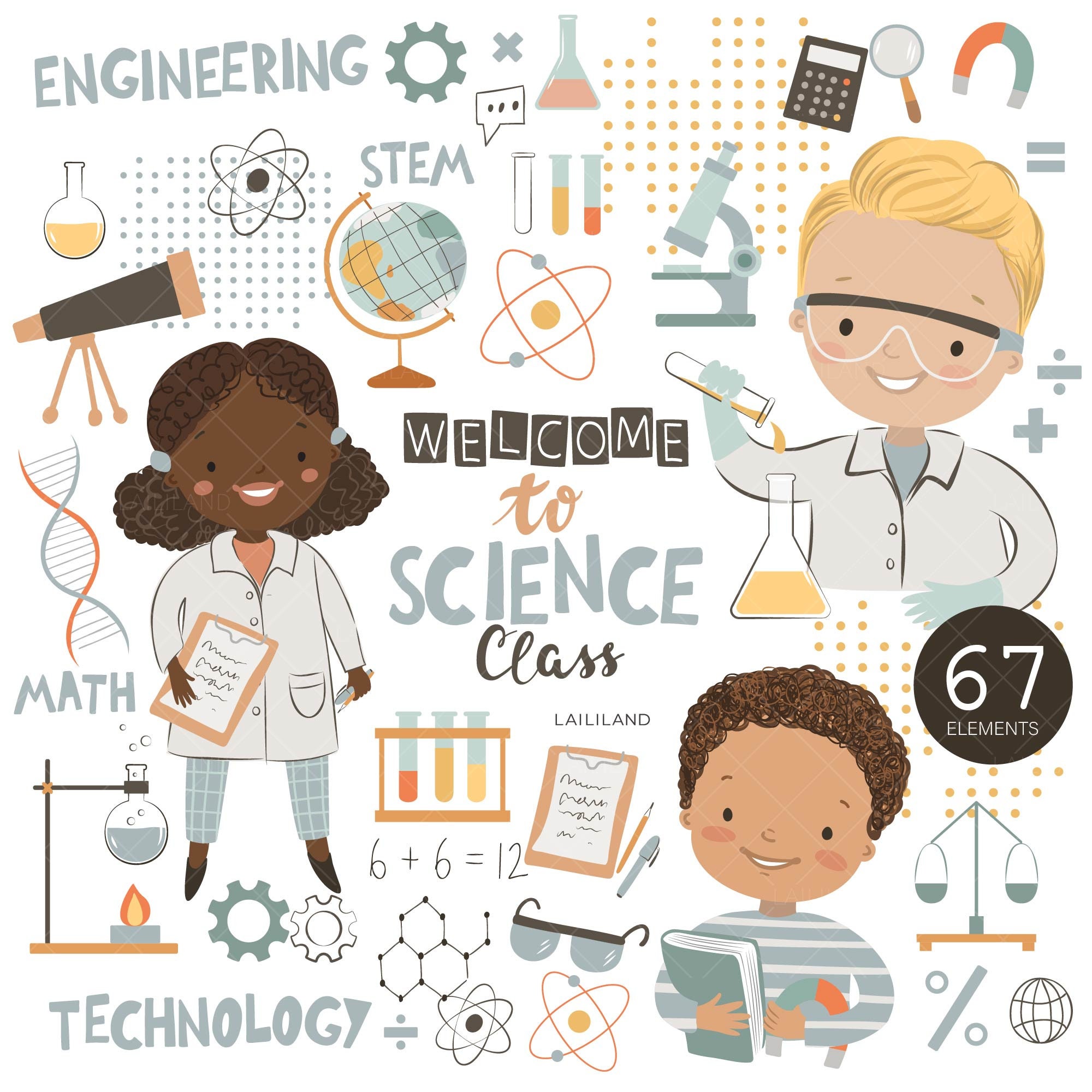 Kids Science Clipart Science Teacher And Kids Doing Science