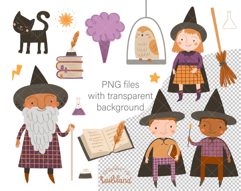 Wizard Clipart Magic Clipart Halloween Kids Clipart Wizard - Etsy