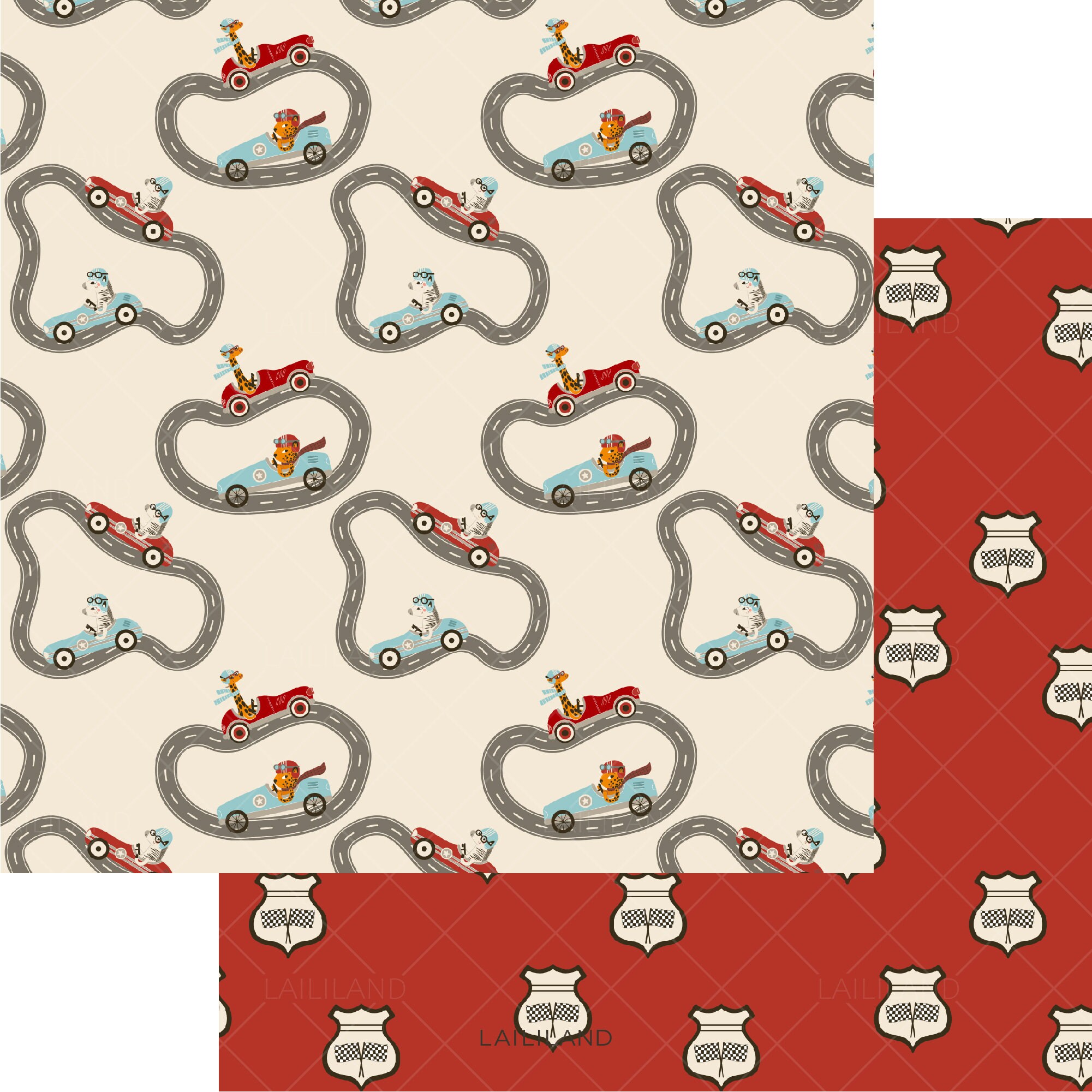 Race Car Digital Paper Animal Racer Digital Background Kids - Etsy