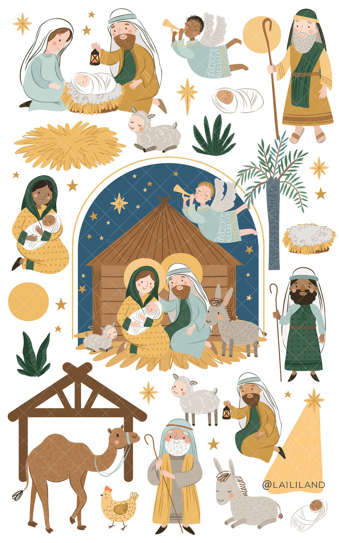 Nativity Scene Clip Art Mary Joseph and Baby Jesus Png - Etsy