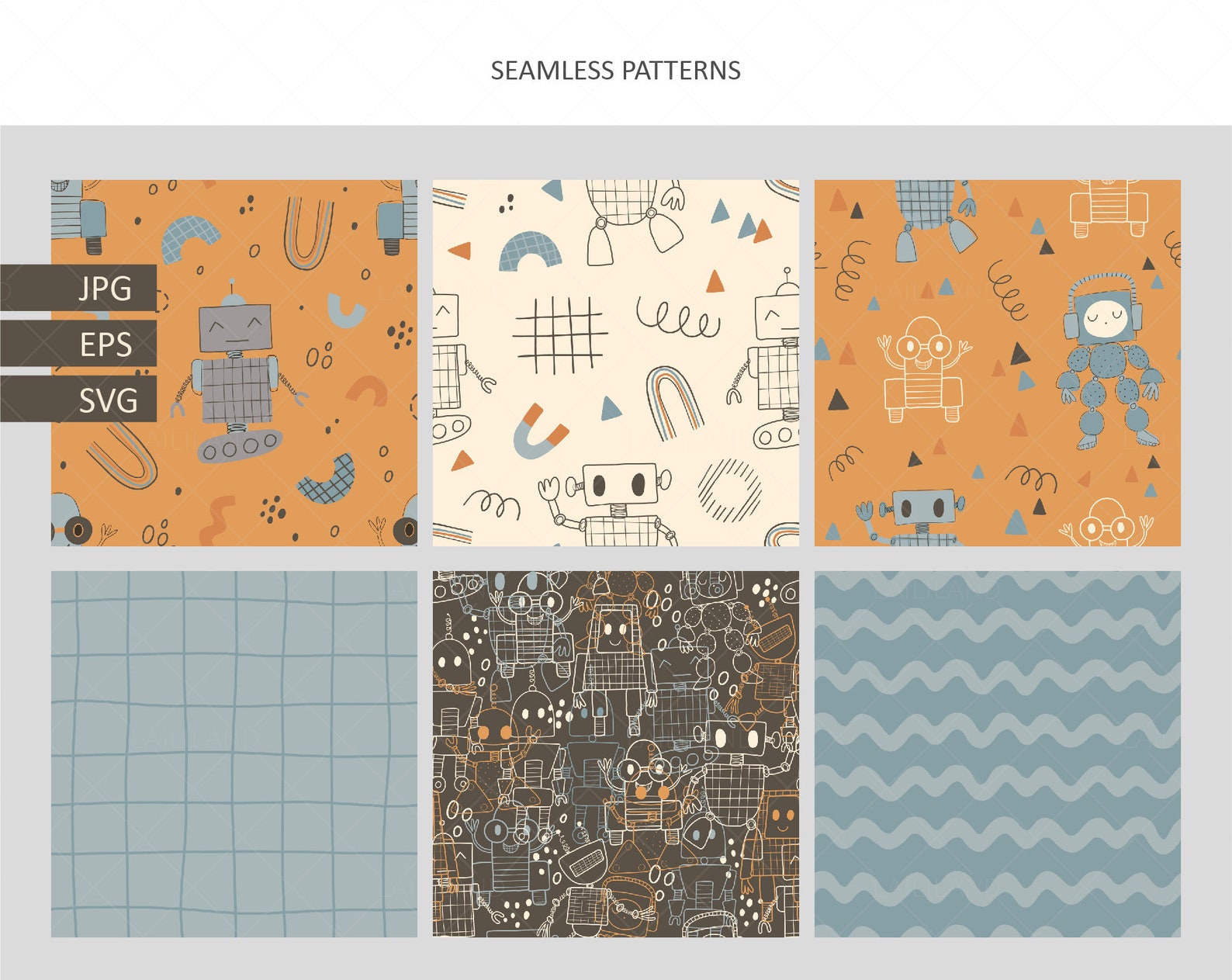 Robot Digital Paper Seamless Pattern Cute Robots Digital - Etsy