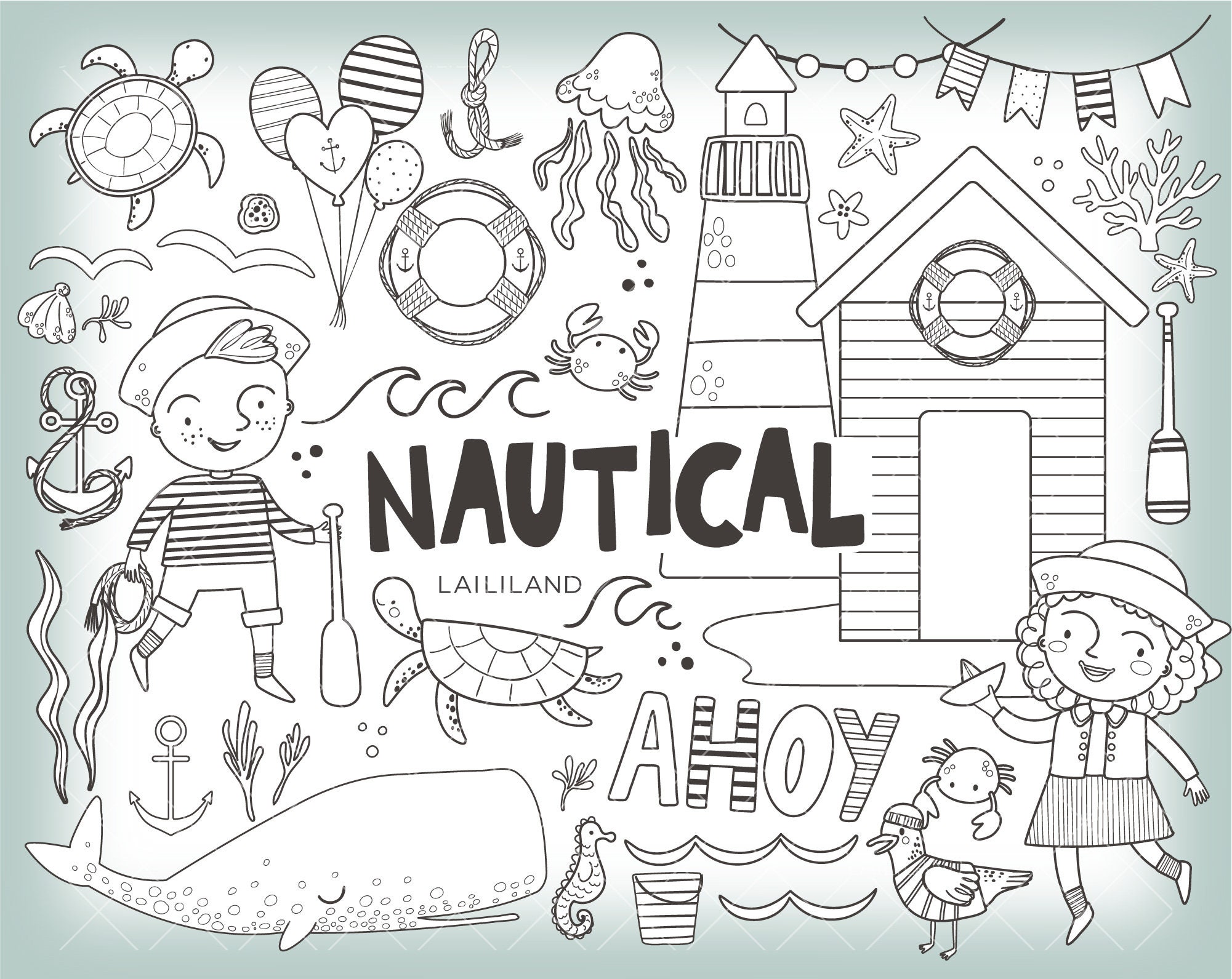 Summer Season Clip Art Black And White