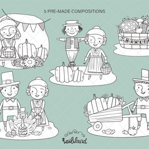 Thanksgiving Black and White Clipart, Happy Thanksgiving Doodle Clip ...