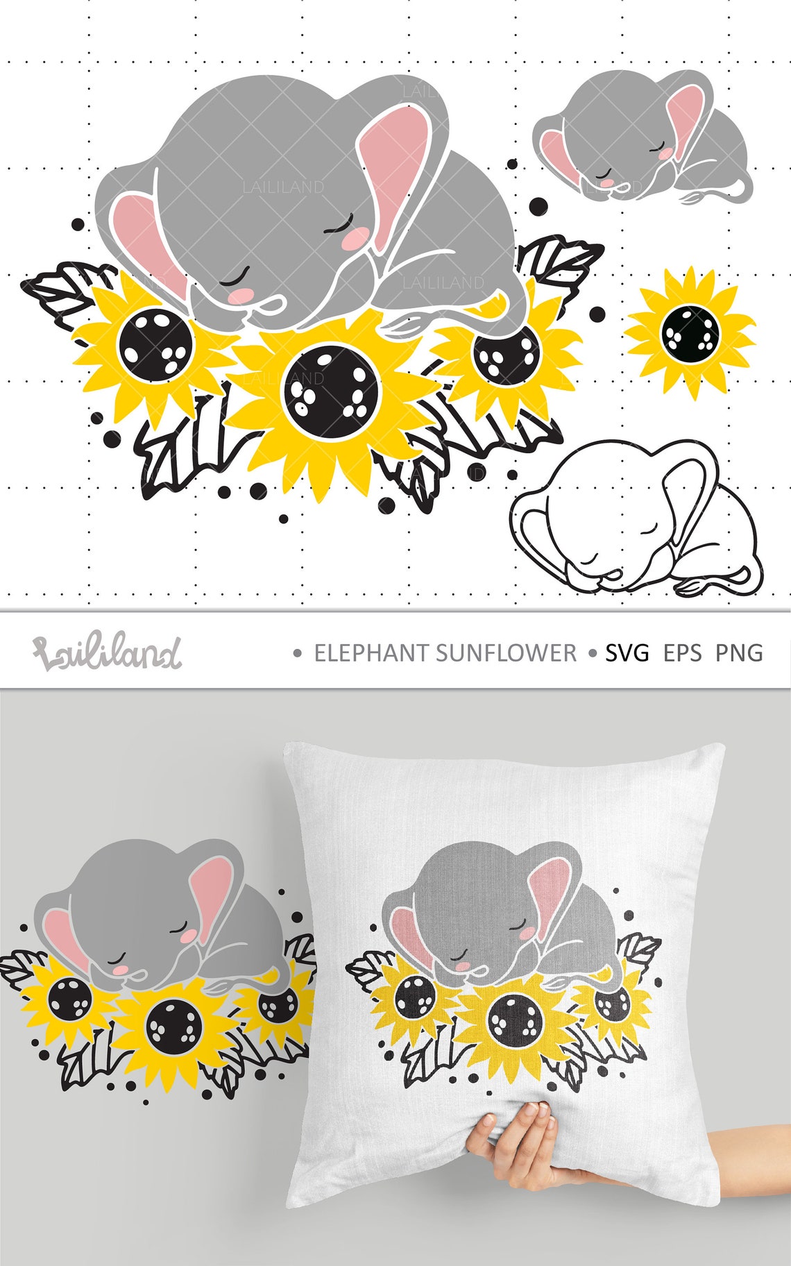 Baby Elephant Svg Elephant With Sunflowers Svg Elephant Baby - Etsy