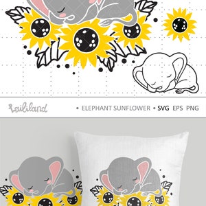 Baby Elephant Svg, Elephant With Sunflowers Svg, Elephant Baby Shower ...