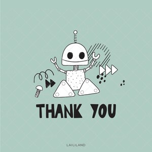 Robot Black and White Clipart, Cute Hand Drawn Robots Doodle Clip Art ...