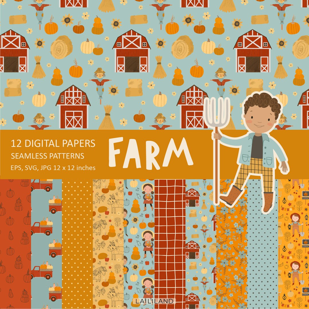 Farm Digital Paper: Fall Seamless Patterns (digital Download) - Etsy