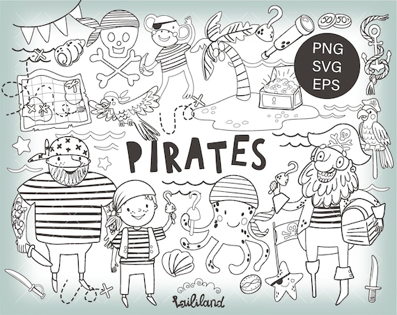 Pirate Black And White Clip Art