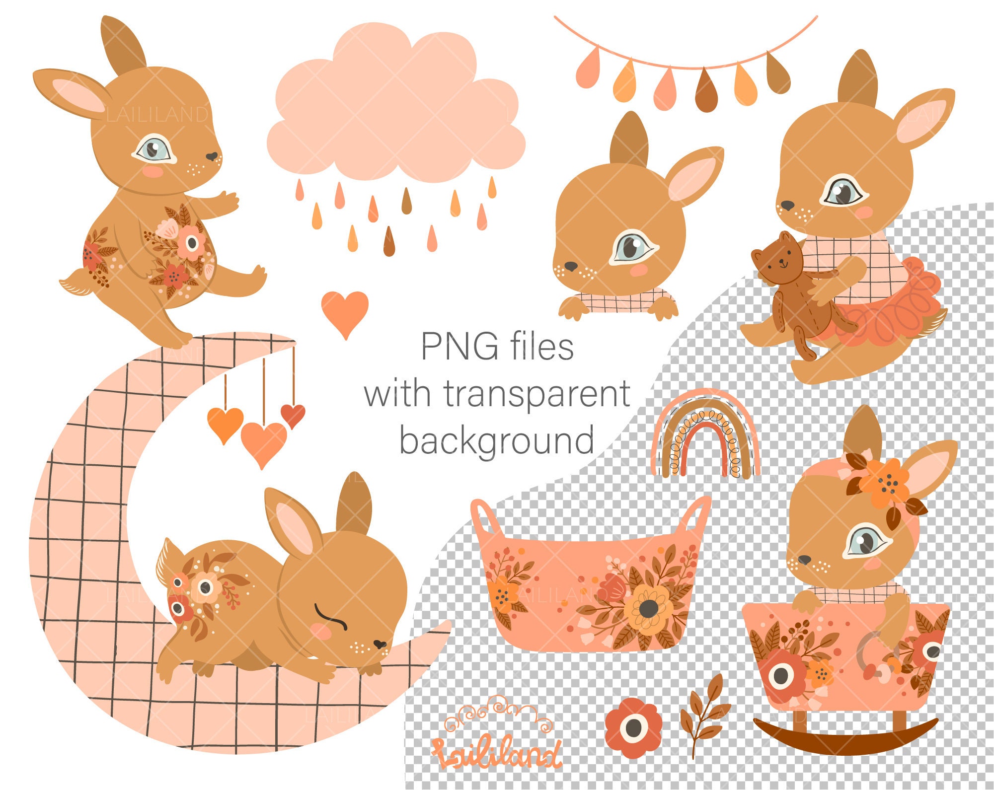 Baby Bunny Girl Clipart Newborn Clipart Baby Shower Clipart - Etsy