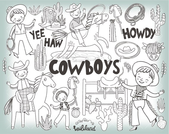 Western Cowboy Clipart Black And White