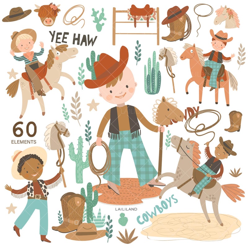 Cowboy Clipart - Etsy