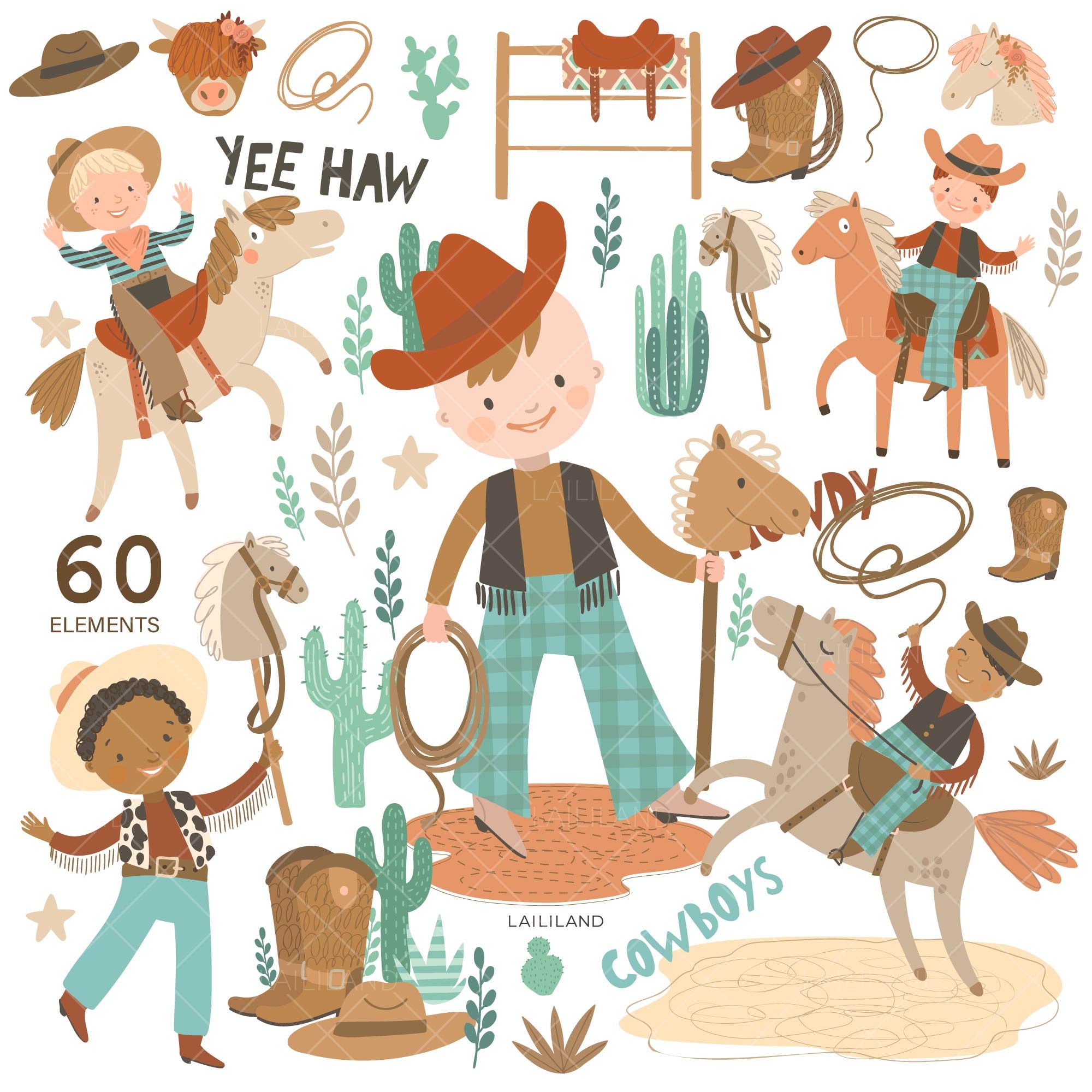 Little Boy Cowboy Clip Art