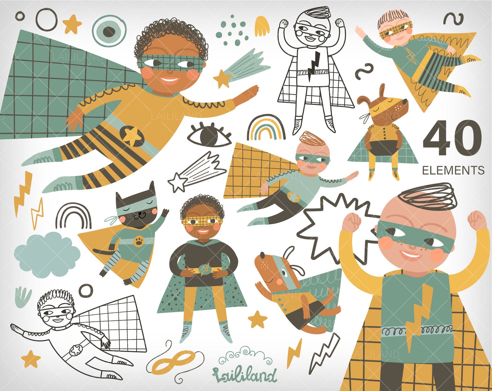 Superhero Clipart, Boy Superhero Clipart, African American Superhero ...