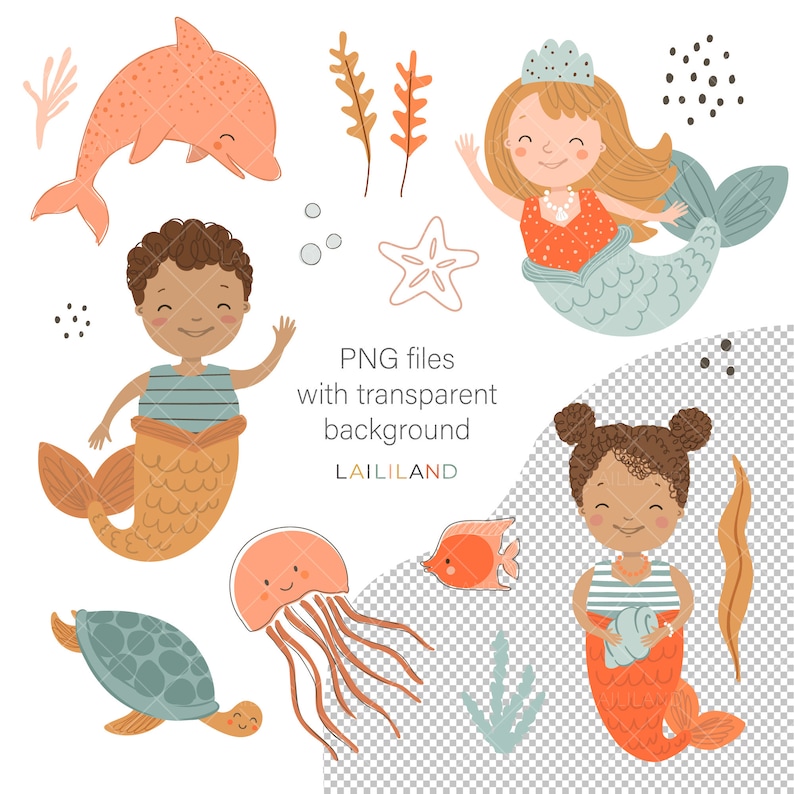 Mermaid Clipart, Ocean Clipart, Sea Clipart, Cute Mermaid Clip Art ...