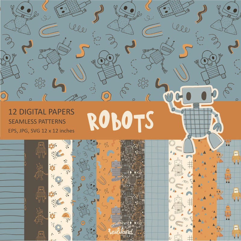 Robot Pattern - Etsy