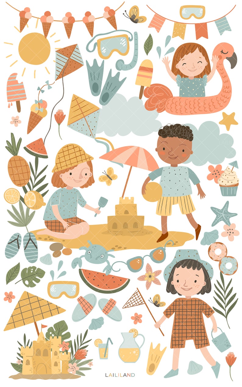 Summer Clipart Summer Time Kids Clipart Beach Clipart Pool | Etsy