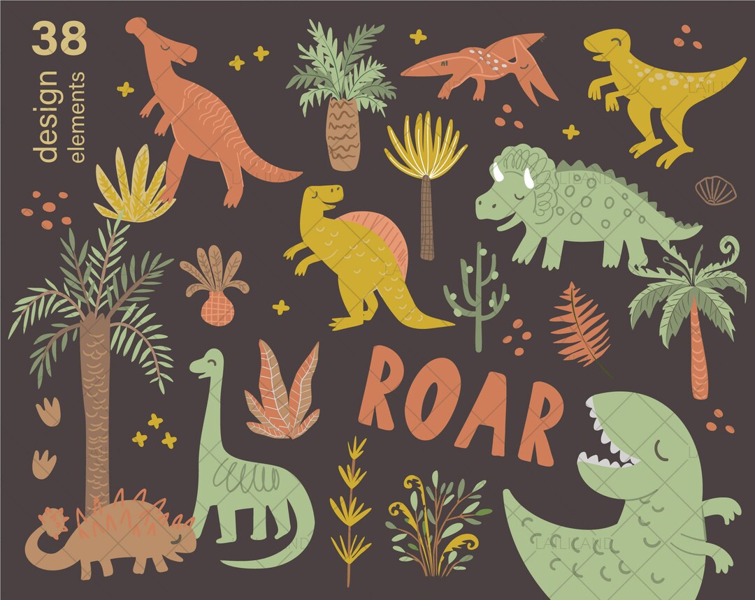 Dinosaur Clipart, Vector Clipart Digital Download, Dinosaur Clip Art, T ...