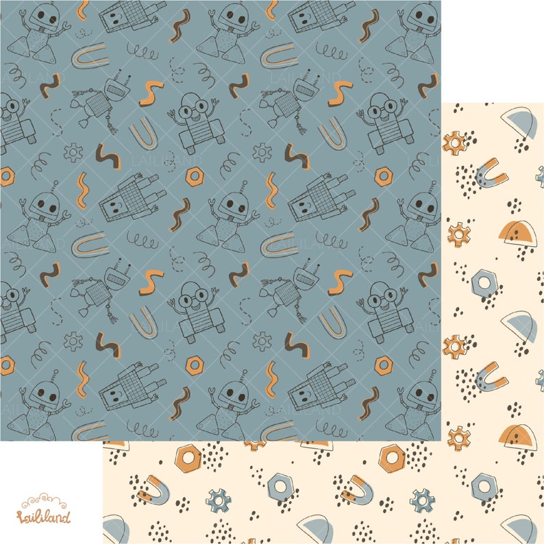 Robot Digital Paper Seamless Pattern Cute Robots Digital - Etsy