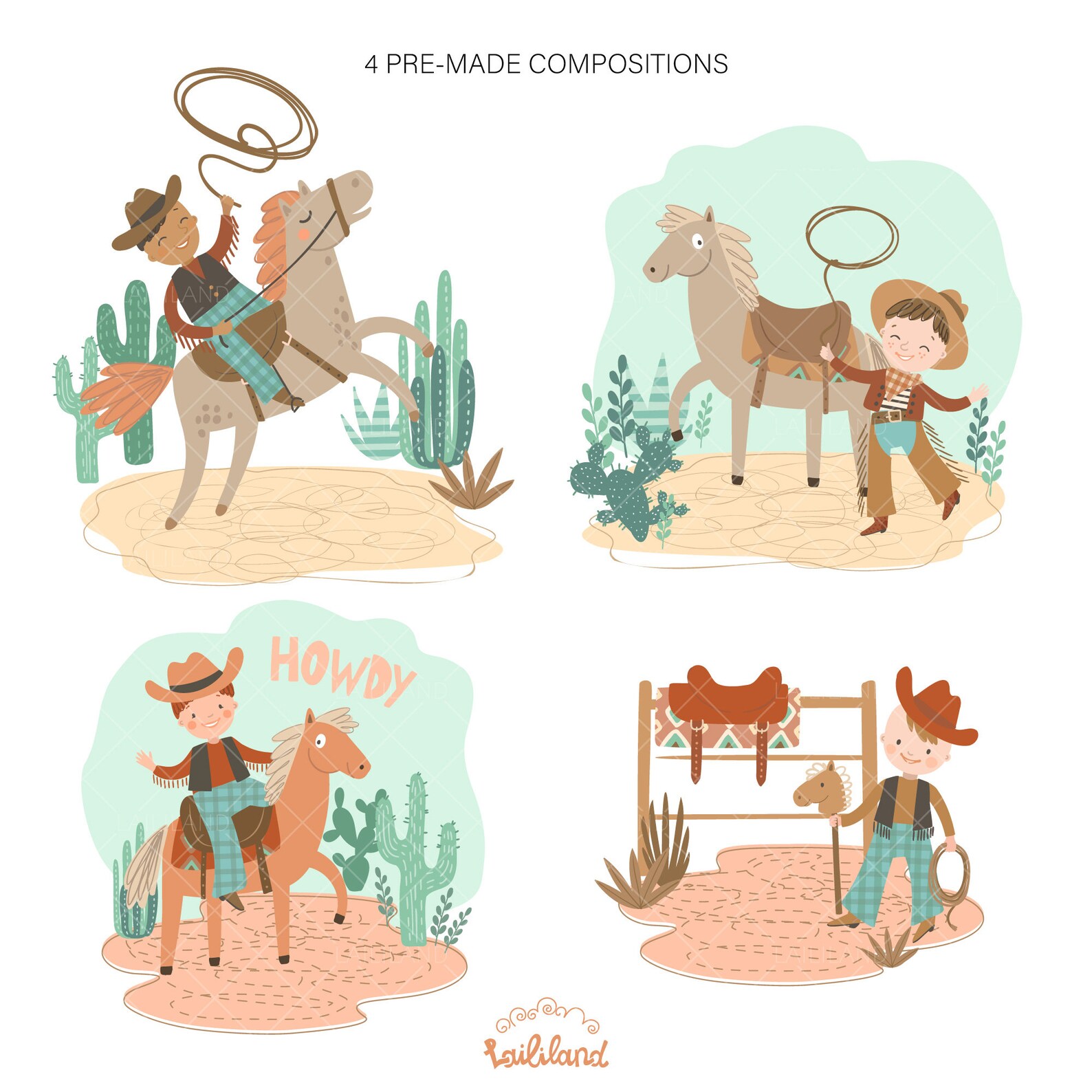 Cowboy Clipart Little Boy Clipart African American Cowboy - Etsy