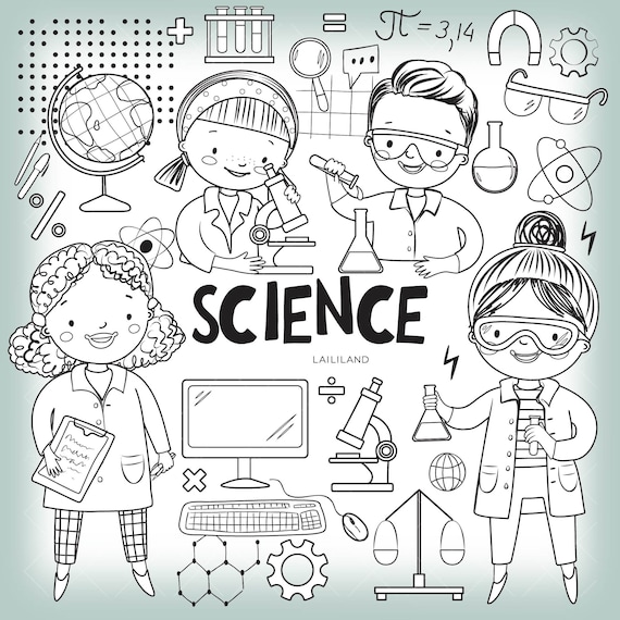 Science Black And White Clipart For Kids