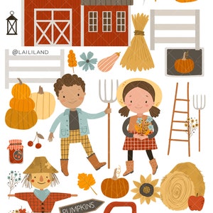 Fall Farm Clipart, Pumpkin Clipart, Fall Truck Clipart, Farmhouse ...