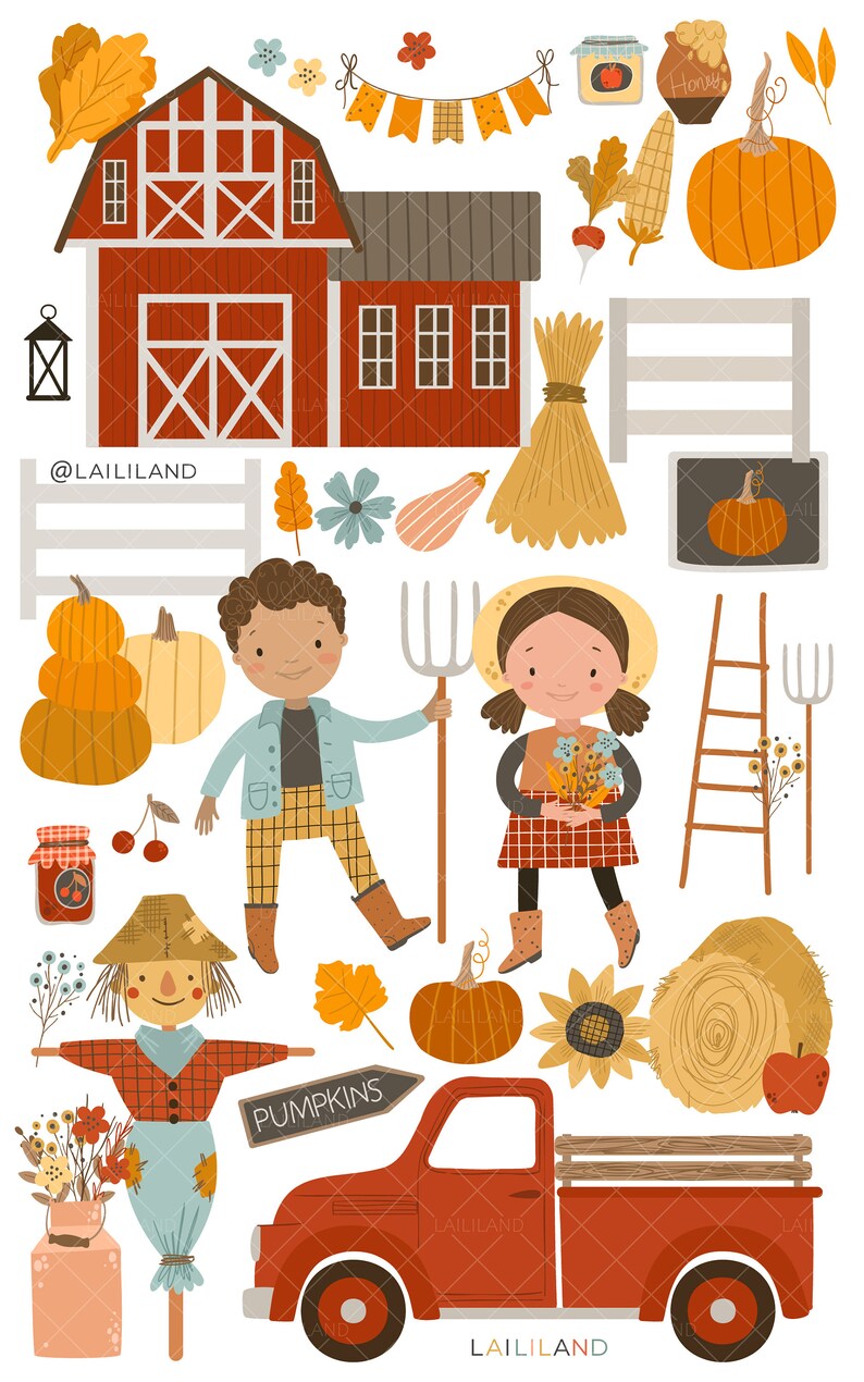 Fall Farm Clipart Pumpkin Clipart Fall Truck Clipart | Etsy