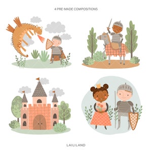 Princess and Knight Clipart, Dragon Clipart, African American Princess ...