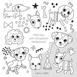 Dogs Black and White Clipart, Dog Doodle Clip Art, Dog Face Line Art ...