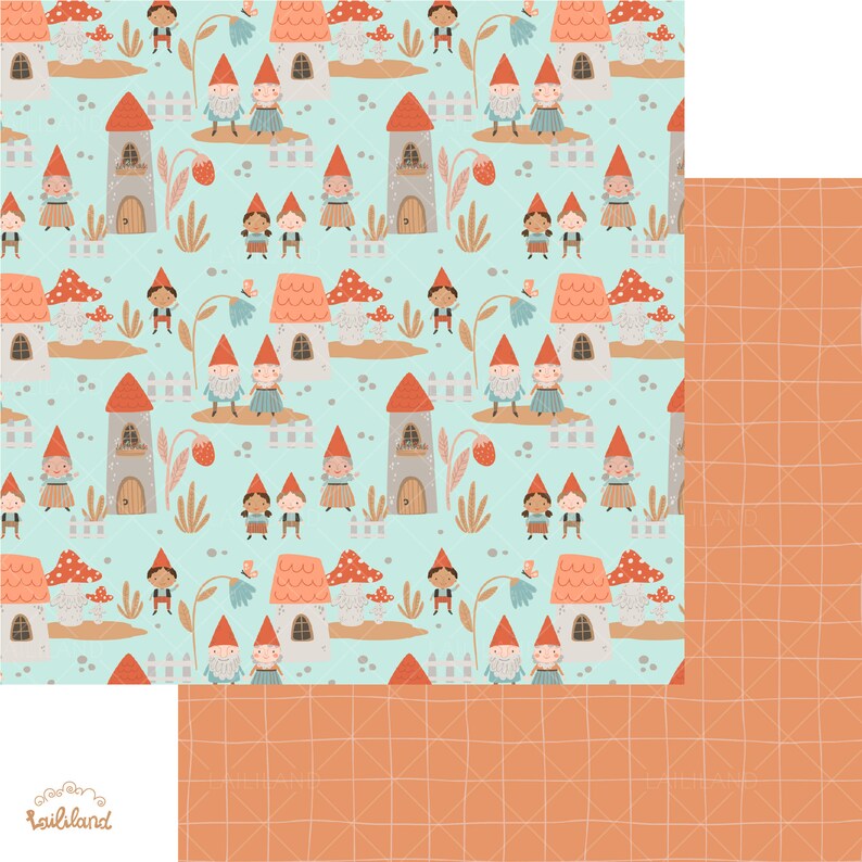 Garden Gnome Digital Paper Seamless Pattern Kids Digital | Etsy