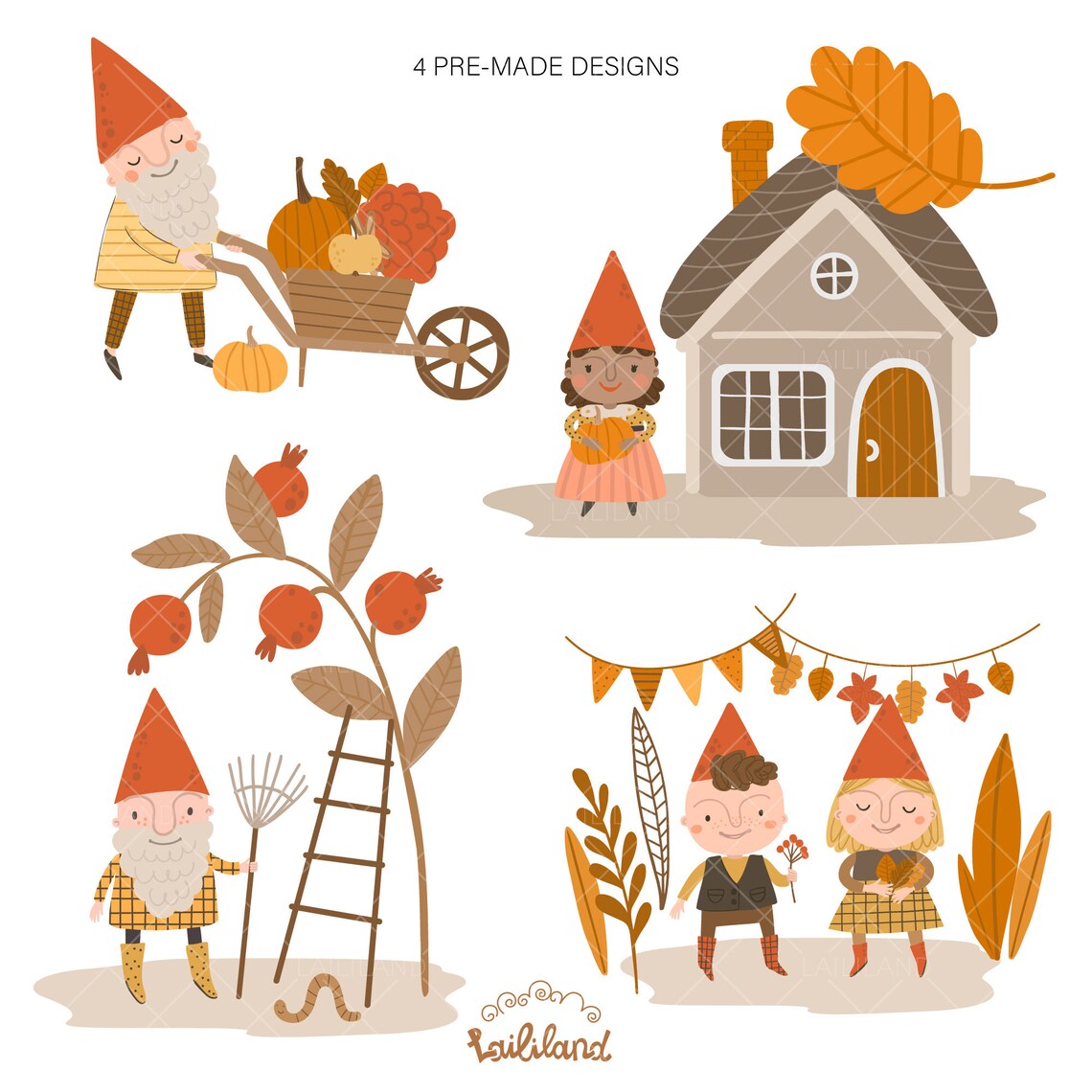 Fall clipart gnome clipart autumn clip art gnomes kids | Etsy