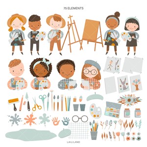 Kids Painting Clipart: Preschool Art Supplies (digital Download) - Etsy