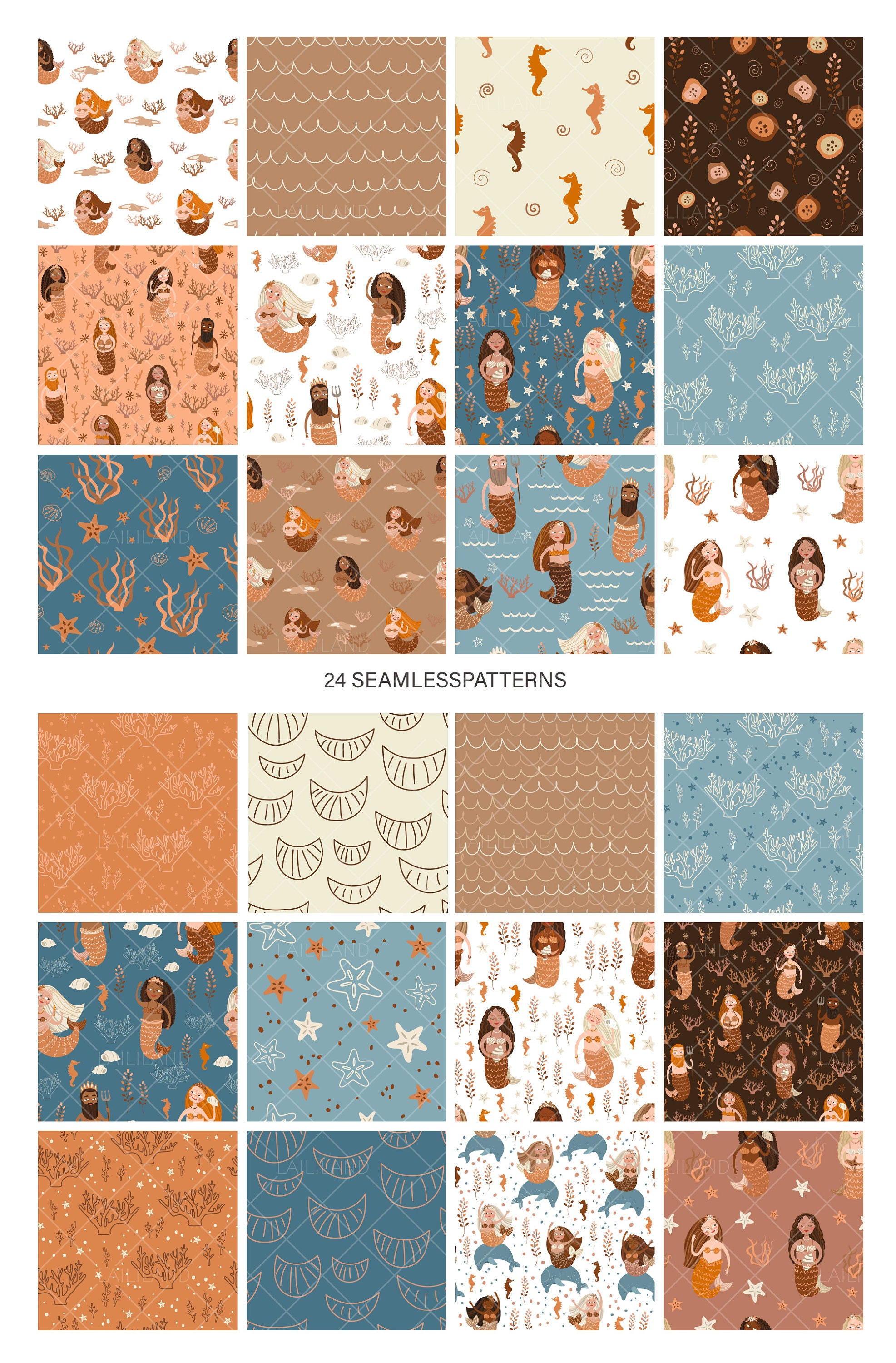 Mermaid Boho Bundle Mermaid Png Cute Clipart Digital Paper - Etsy