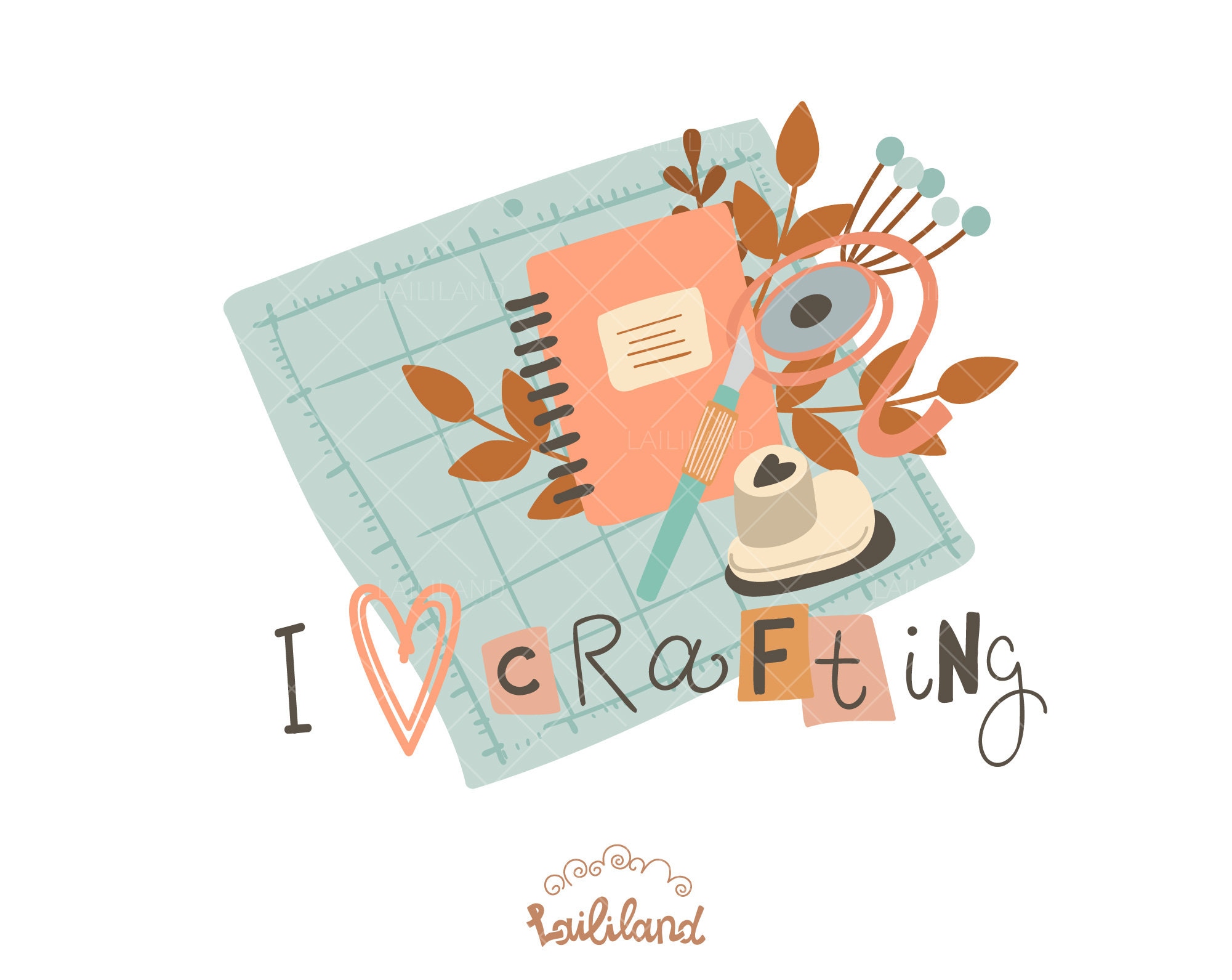 Crafting Clipart Crafting Supplies Png Files Crafting Girl | Etsy