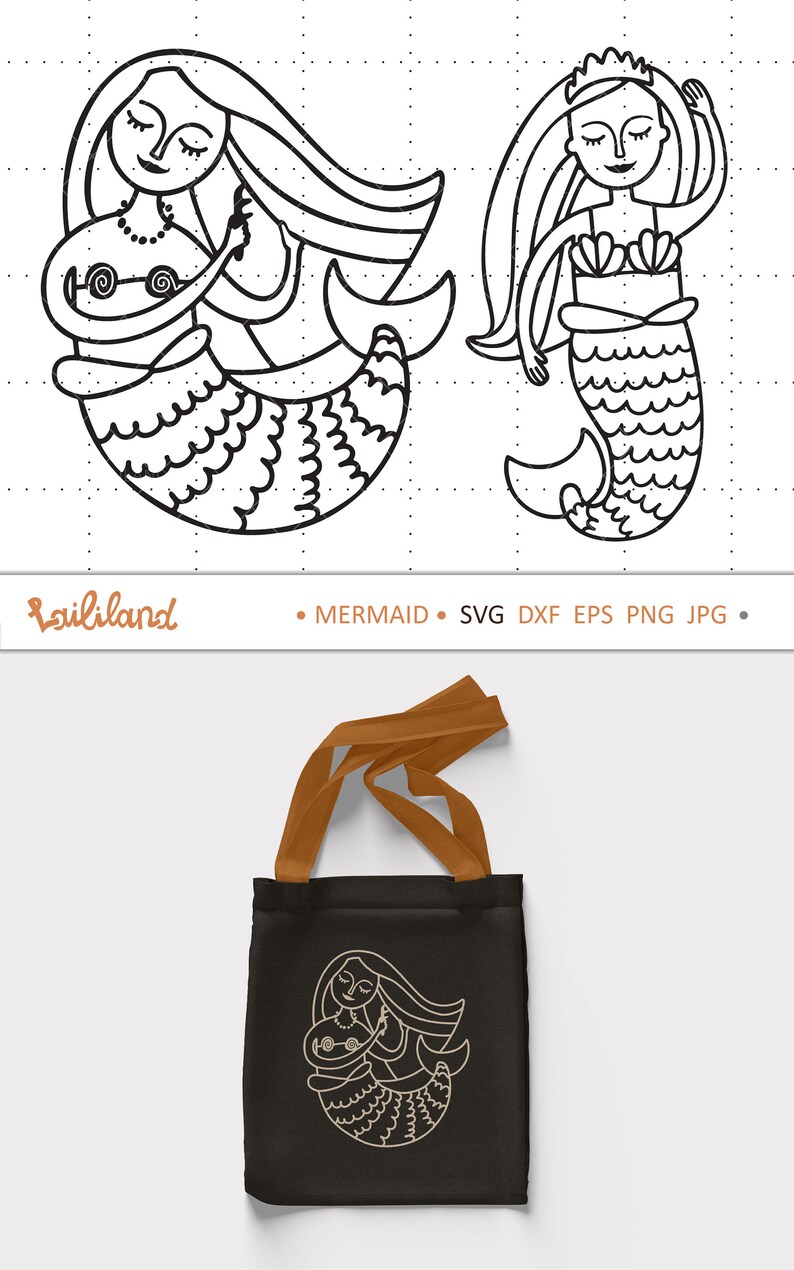 Mermaid Svg Mermaid Silhouette Svg Mermaid Outline Svg - Etsy