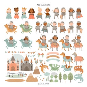 Princess and Knight Clipart, Dragon Clipart, African American Princess ...