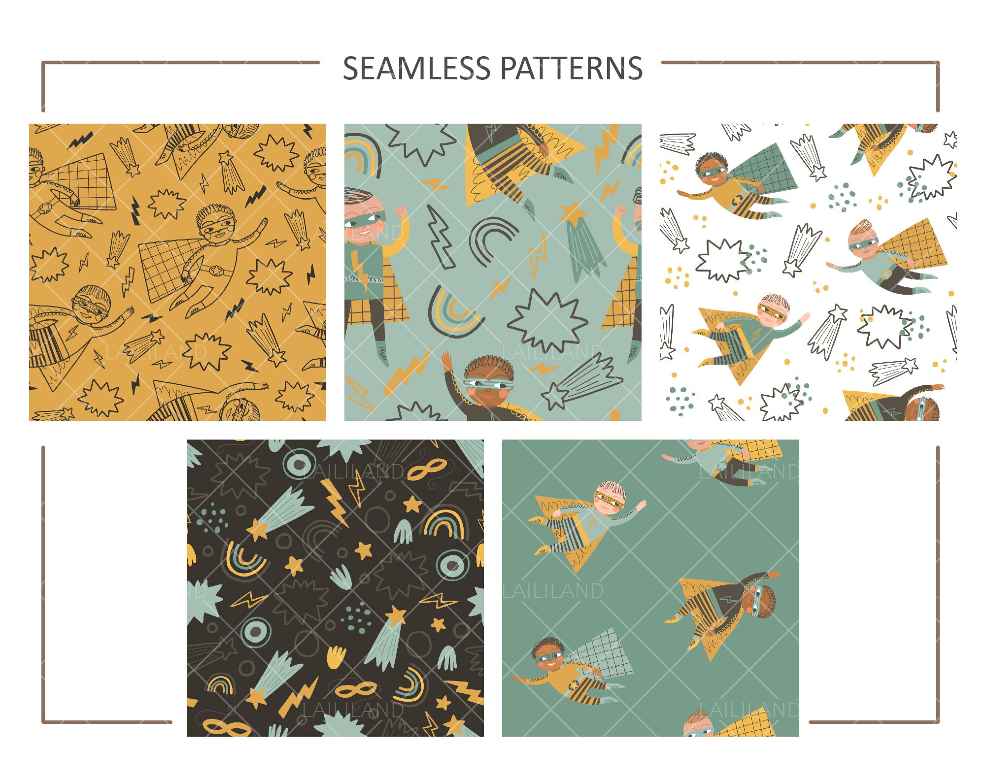 Superhero Digital Paper Superhero Boy Seamless Pattern Kids | Etsy