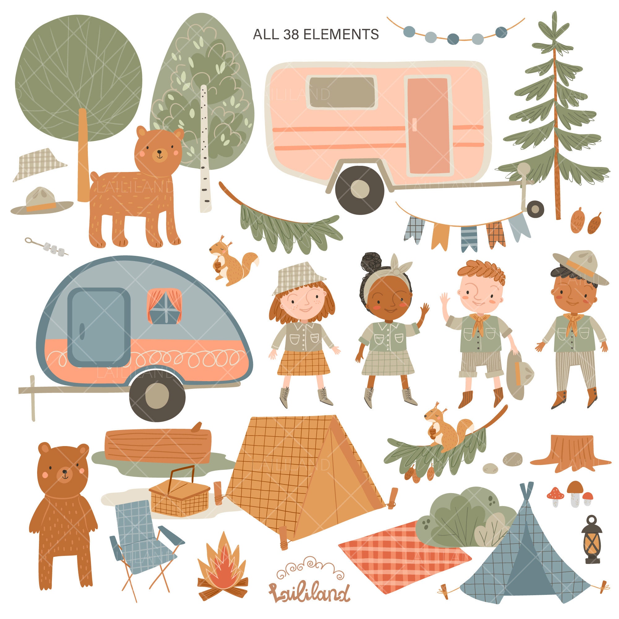 Camping Clipart Camper Clipart Camping Kids Clipart Camping - Etsy Canada