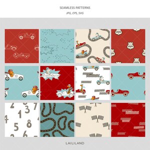 Race Car Digital Paper: Animal Racer Seamless Pattern (digital Download ...