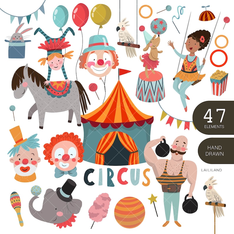 Circus Clipart: Tent, Elephant PNG, EPS, SVG Files (digital Download ...